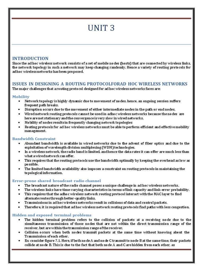 Unit 3 | PDF | Transmission Control Protocol | Wireless Ad Hoc Network