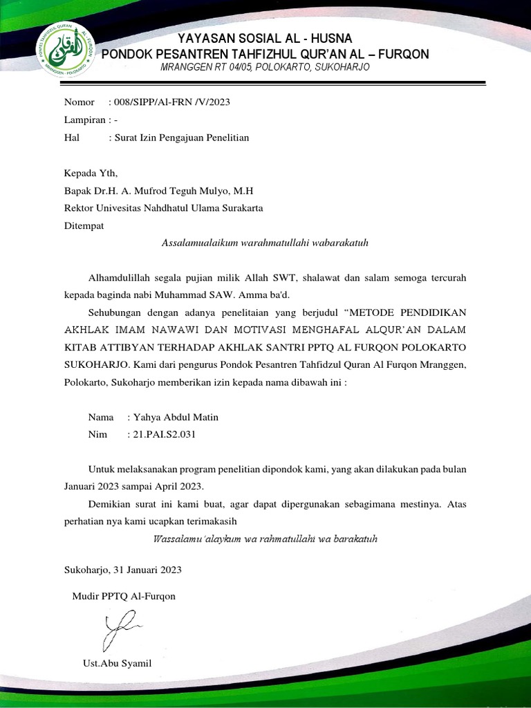 Surat Balasan UNU | PDF