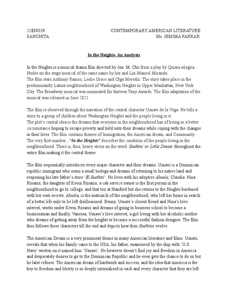 Contemporary American Literature (JF Assignment) | PDF