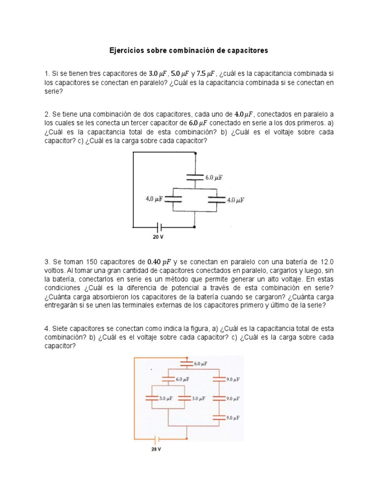 Ejercicios Sobre Combinación de Capacitores | PDF