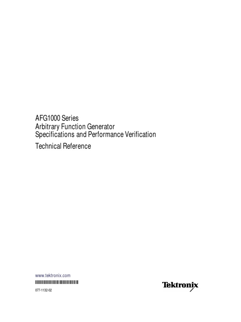AFG1000 Specifications and Performance Verification Instructions EN ...