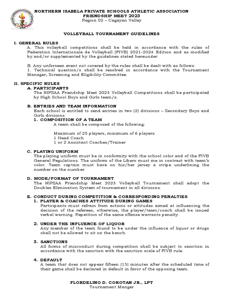 Volleyball Tournament Guidelines | PDF | Volleyball | Sports