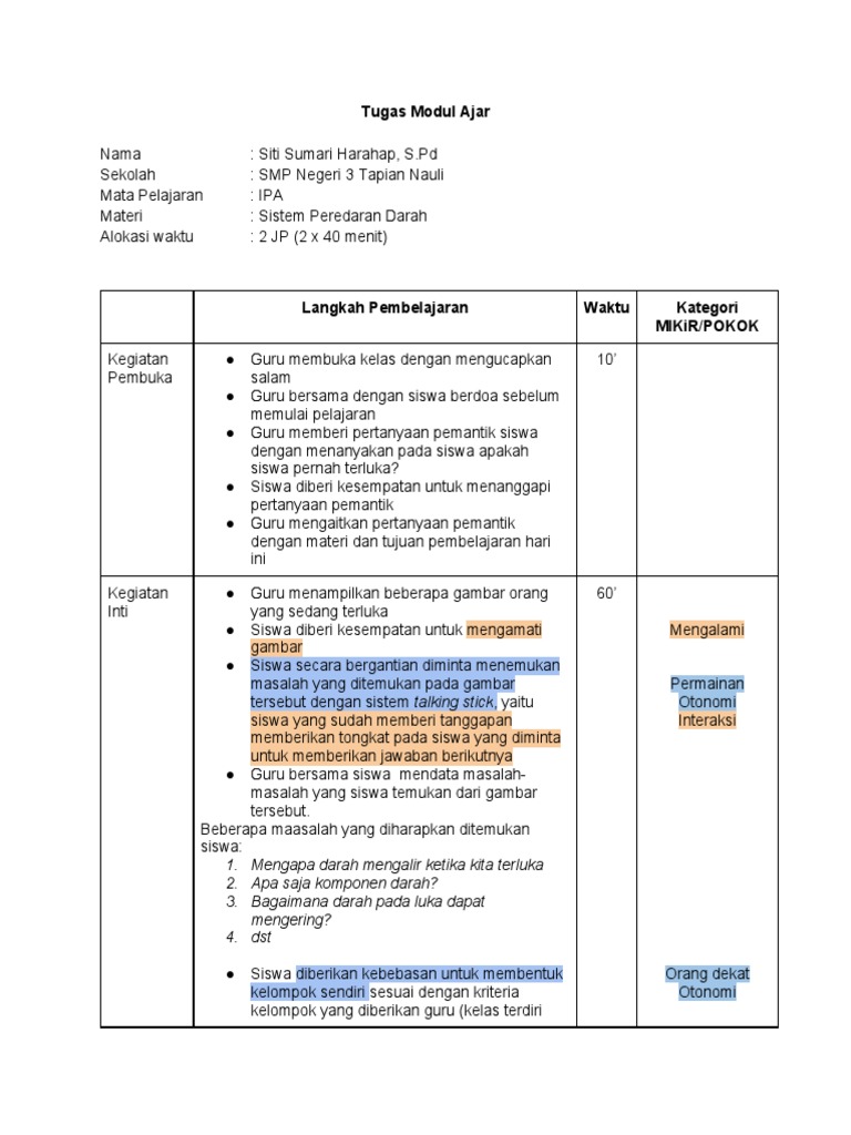 Tugas Modul Ajar | PDF