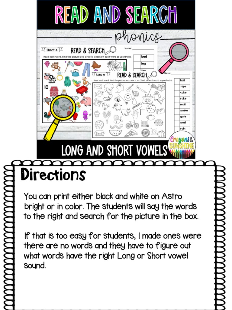 Phonics: Long and Short Vowels | PDF