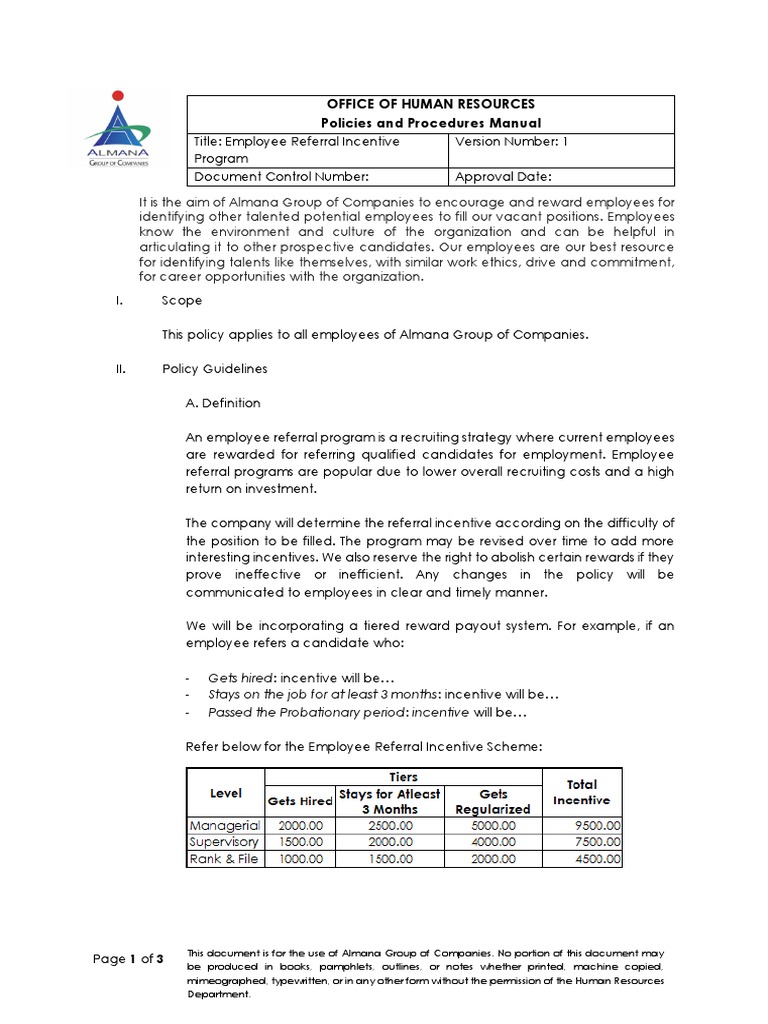 Employee Referral Incentive Program | PDF | Recruitment | Employment