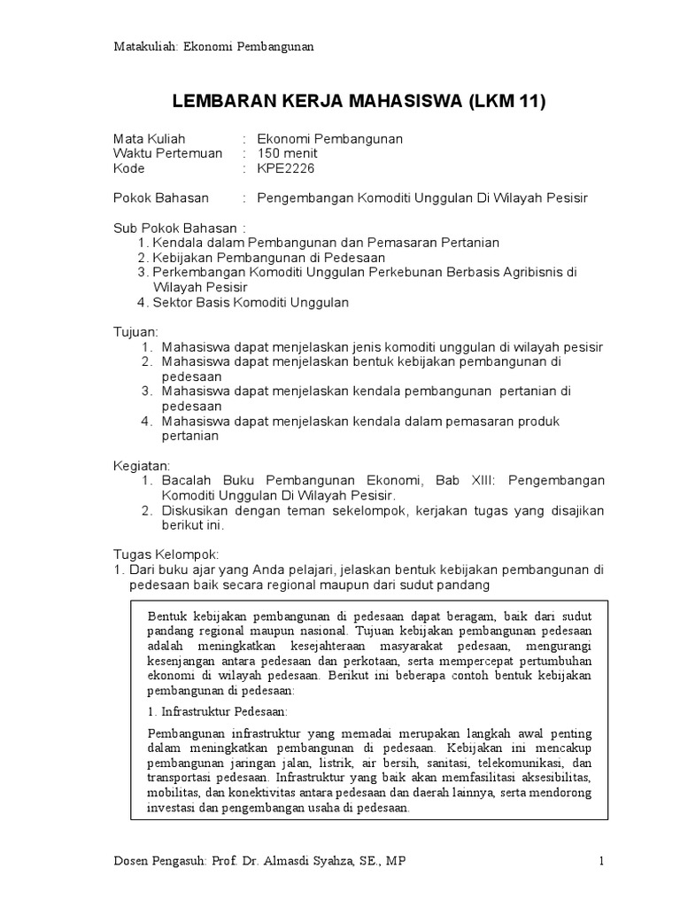 LKM-11 - Komoditi Unggulan Wilayah Pesisir Astrid Eleora | PDF