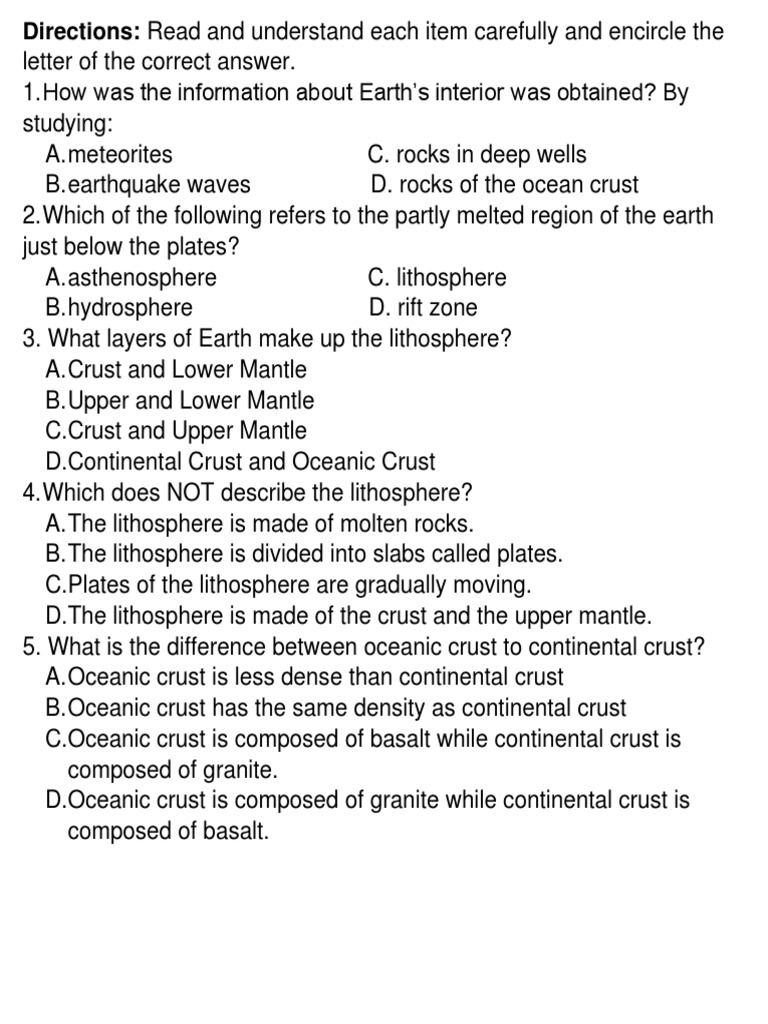 Module 1 Quiz Aa | PDF | Plate Tectonics | Crust (Geology)