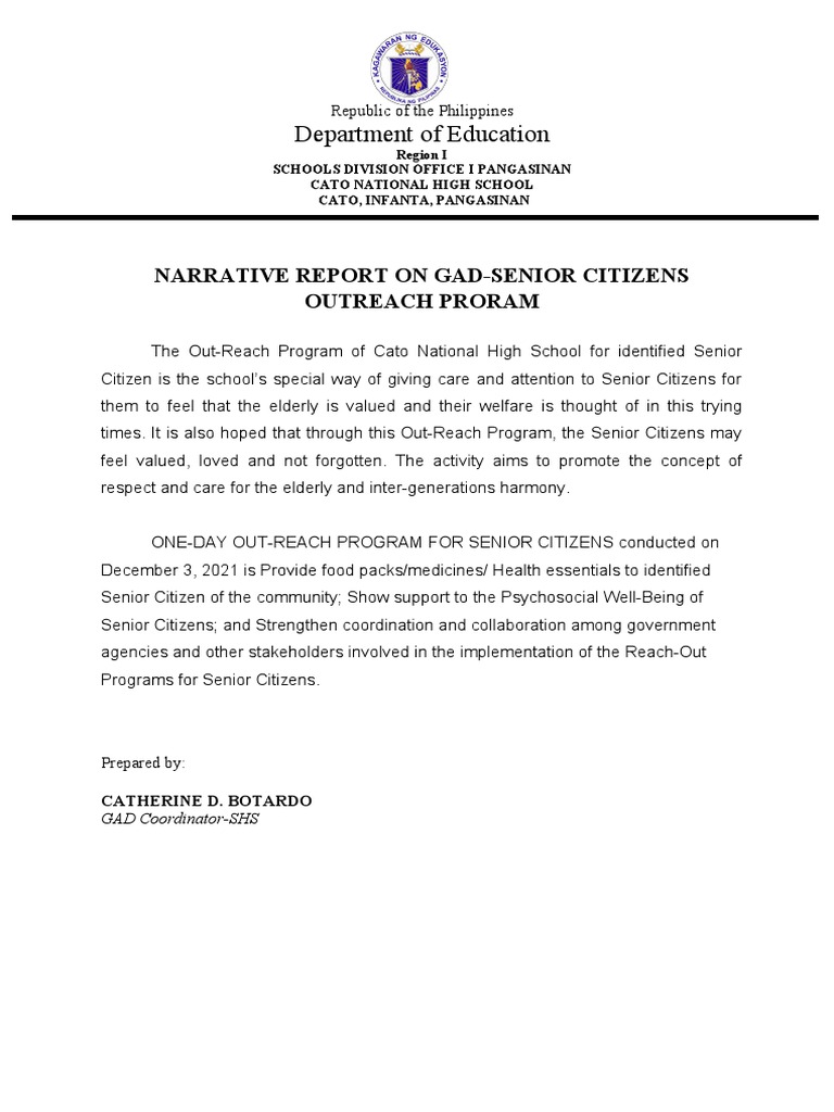 Senior Citizens Outreach Program Report | PDF