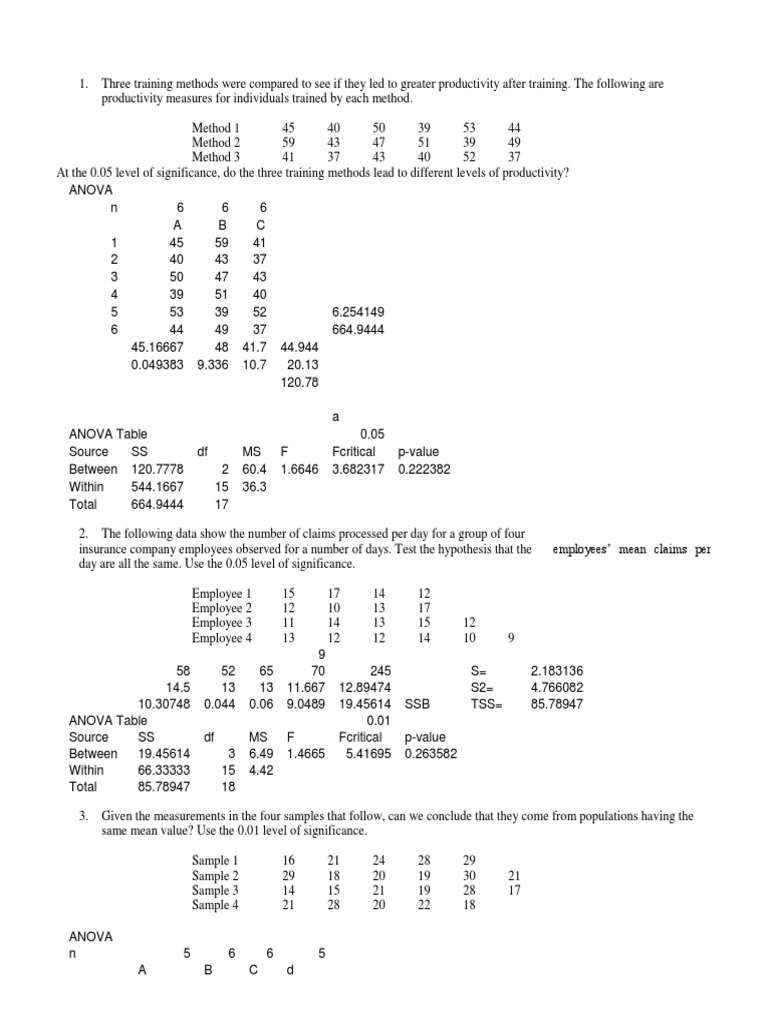 ANOVA Analysis of Multiple Data Sets | PDF