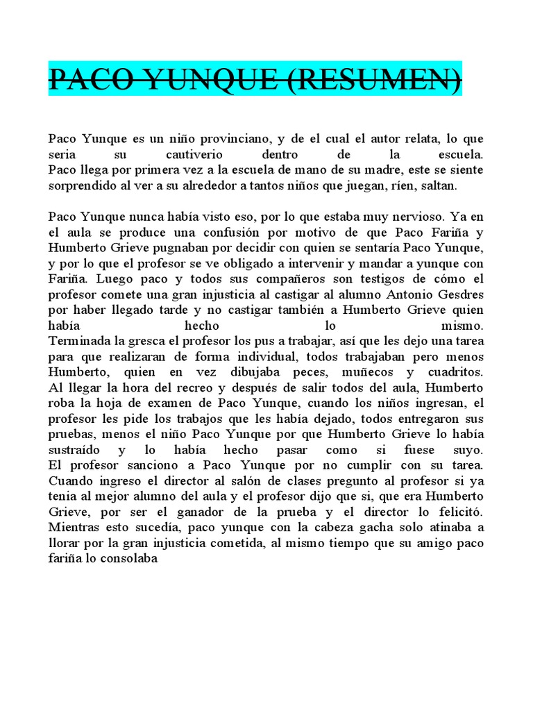 Paco Yunque | PDF