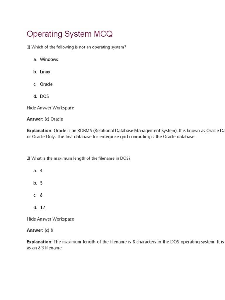 Os Mcqs - Part 1 | PDF | Operating System | Microsoft Windows Os Mcqs - Part 1 | PDF | Operating System | Microsoft Windows