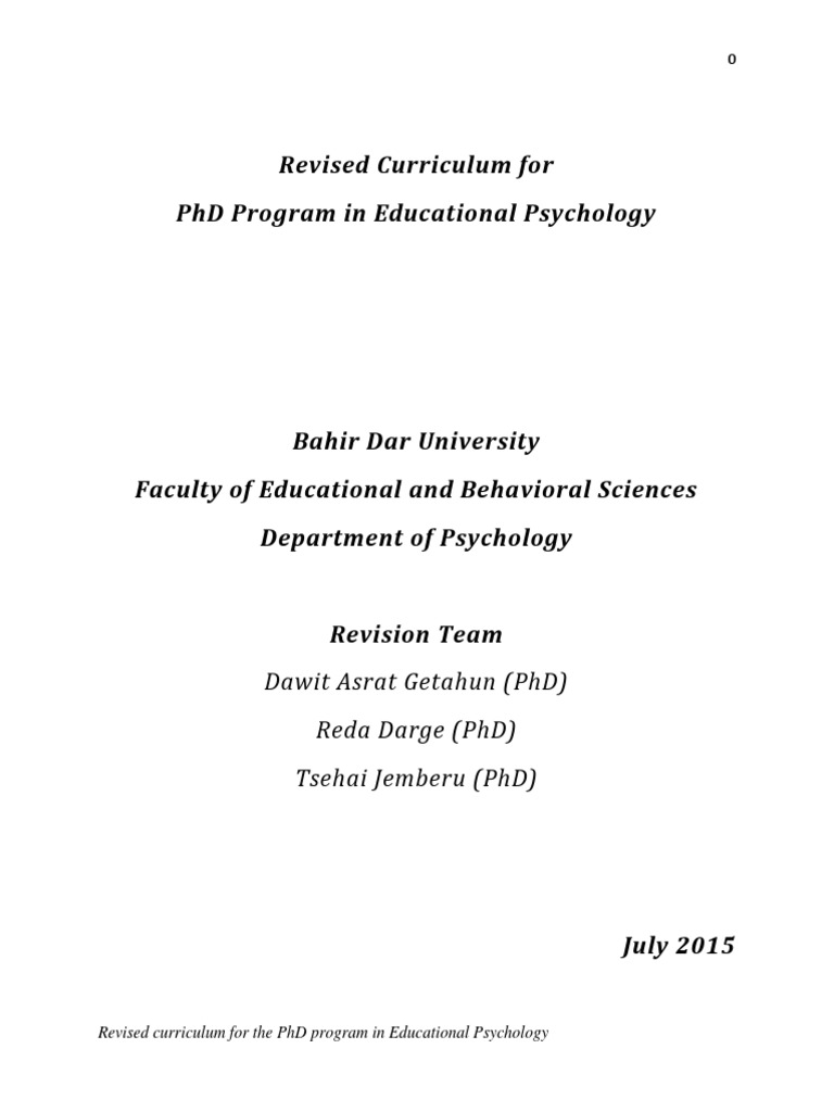 Revised PHD Curriculum (Educ Psy - July 2015) | PDF