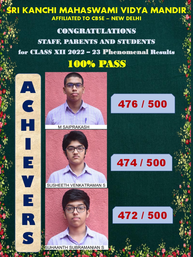 Class - Xii Results 2022-23 SKMSVM | PDF