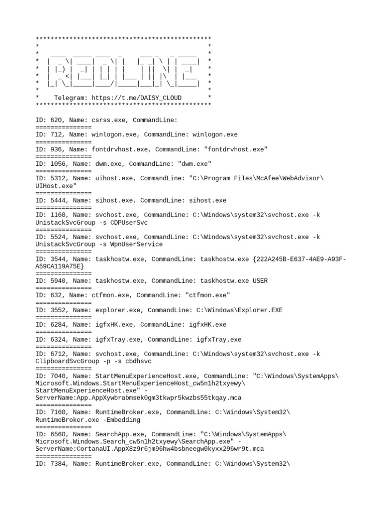 Process List | PDF | Command Line Interface | Microsoft Windows