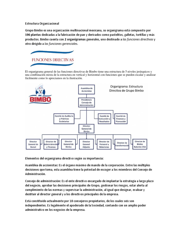 Estructura Organizacional Bimbo Ejemplo | PDF | Planificación | Logística