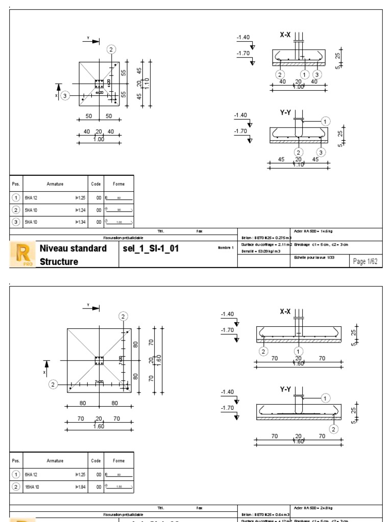 Semelle | PDF | Béton | Acier