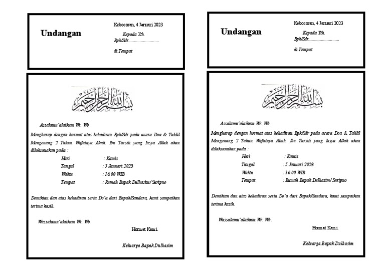 Undangan Kenduri | PDF