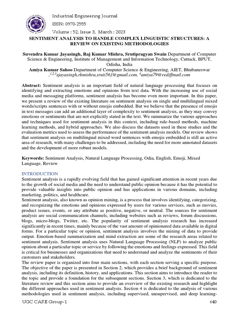 Sentiment Analysis To Handle Complex Linguistic Structures: A Review On ... Sentiment Analysis To Handle Complex Linguistic Structures: A Review On ...