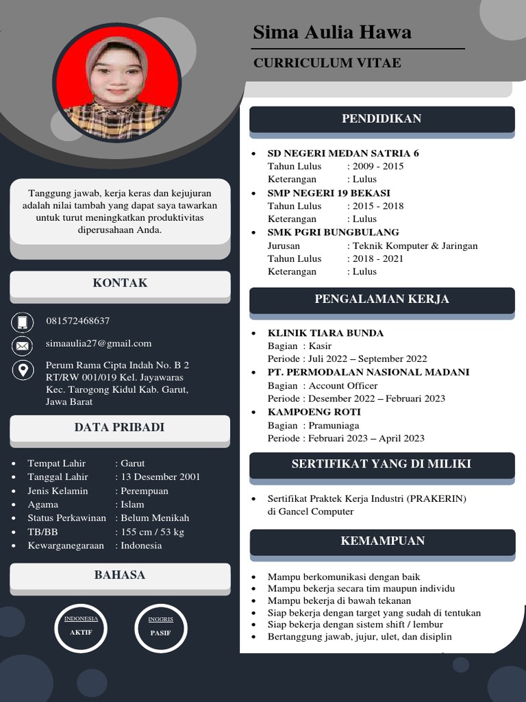 CV Sima Aulia Hawa | PDF