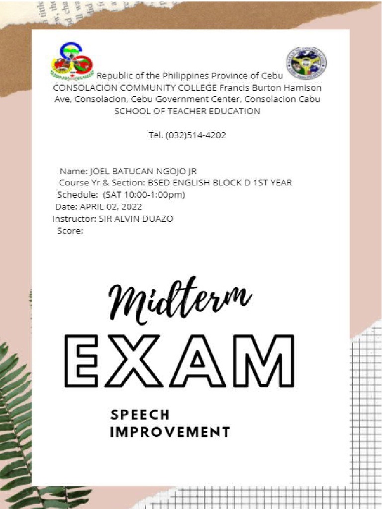 Midterm For Speech Improvement | PDF | Communication | Code