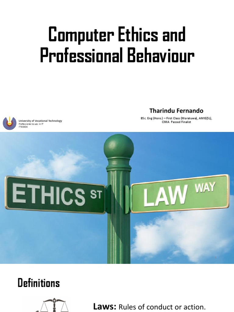 L01-Computer Ethics and Professional Behaviour | PDF | Software | Morality