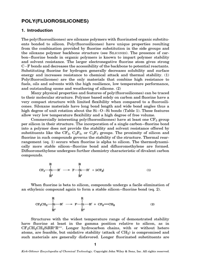 Poly (Fluorosilicones) | PDF | Polymers | Fluorine