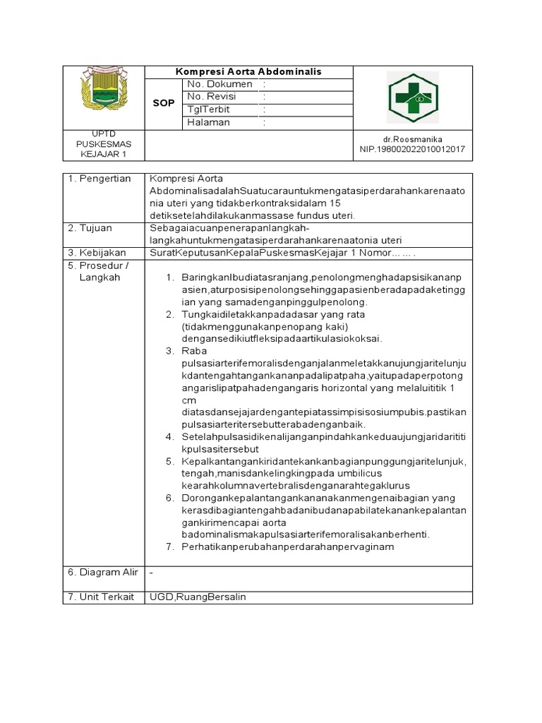 Prosedur Kompresi Aorta Abdominalis | PDF