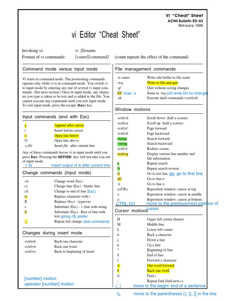 VI Cheat Sheet | PDF | Computer Engineering | Software Development