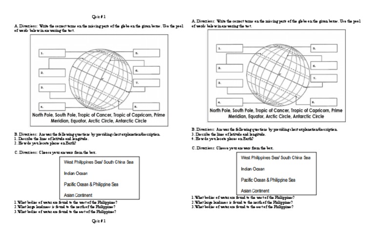 Quiz - LATITUDE LONGITUDE | PDF