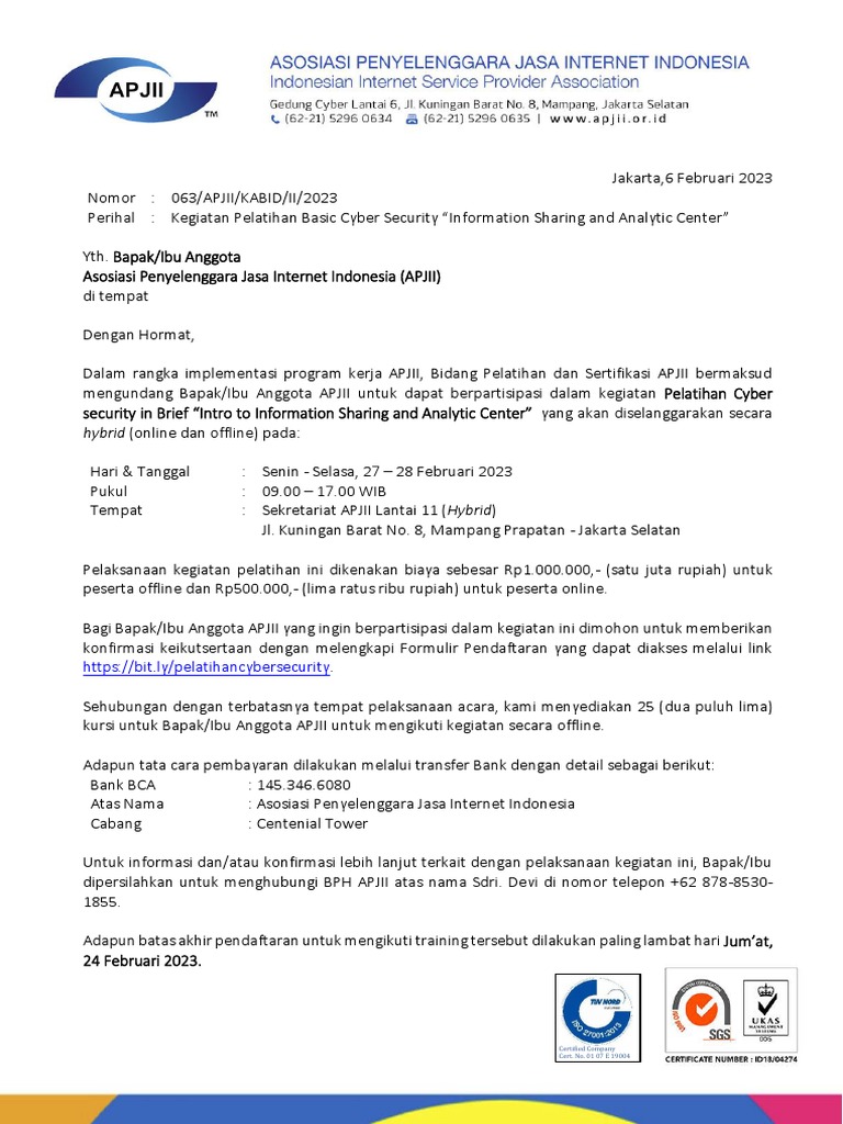 063 Kegiatan Pelatihan Basic Cyber Security Information Sharing And