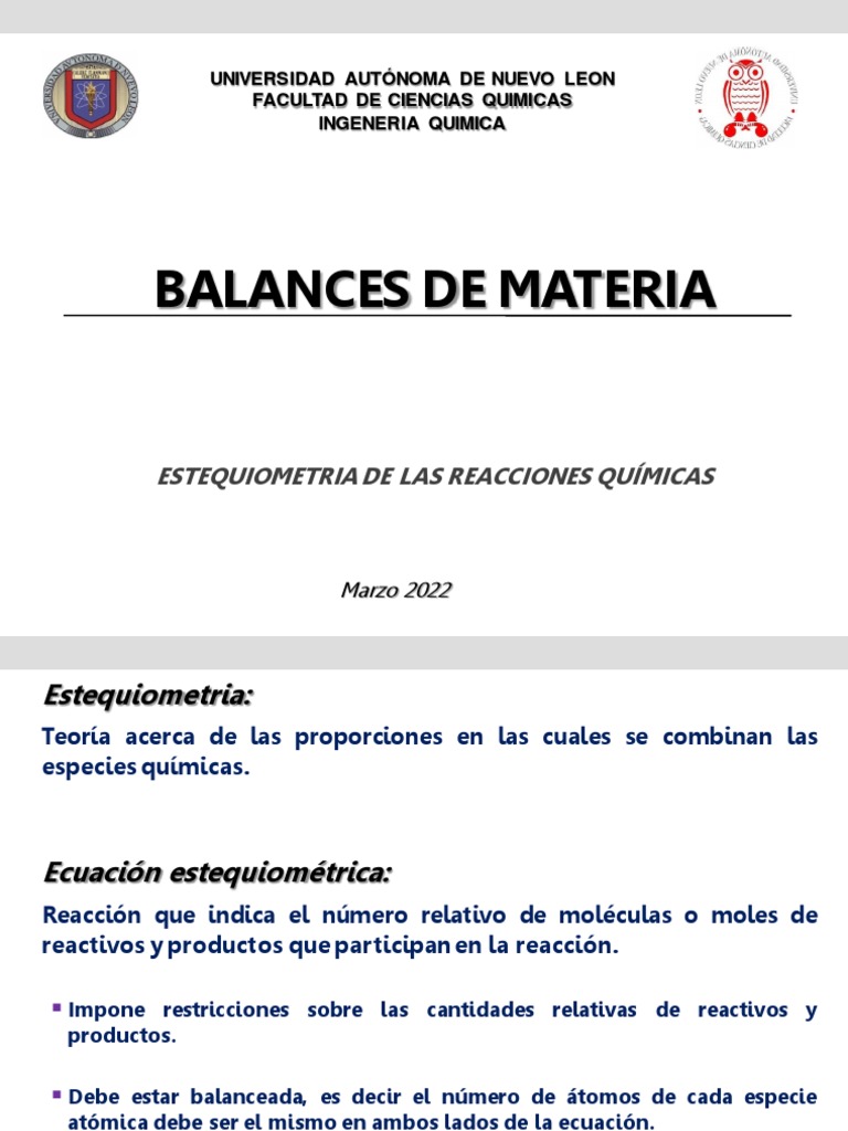 BM-4a Parte ESTEQUIOMETRIA DE LAS REACCIONES | PDF | Estequiometría | Reacciones químicas