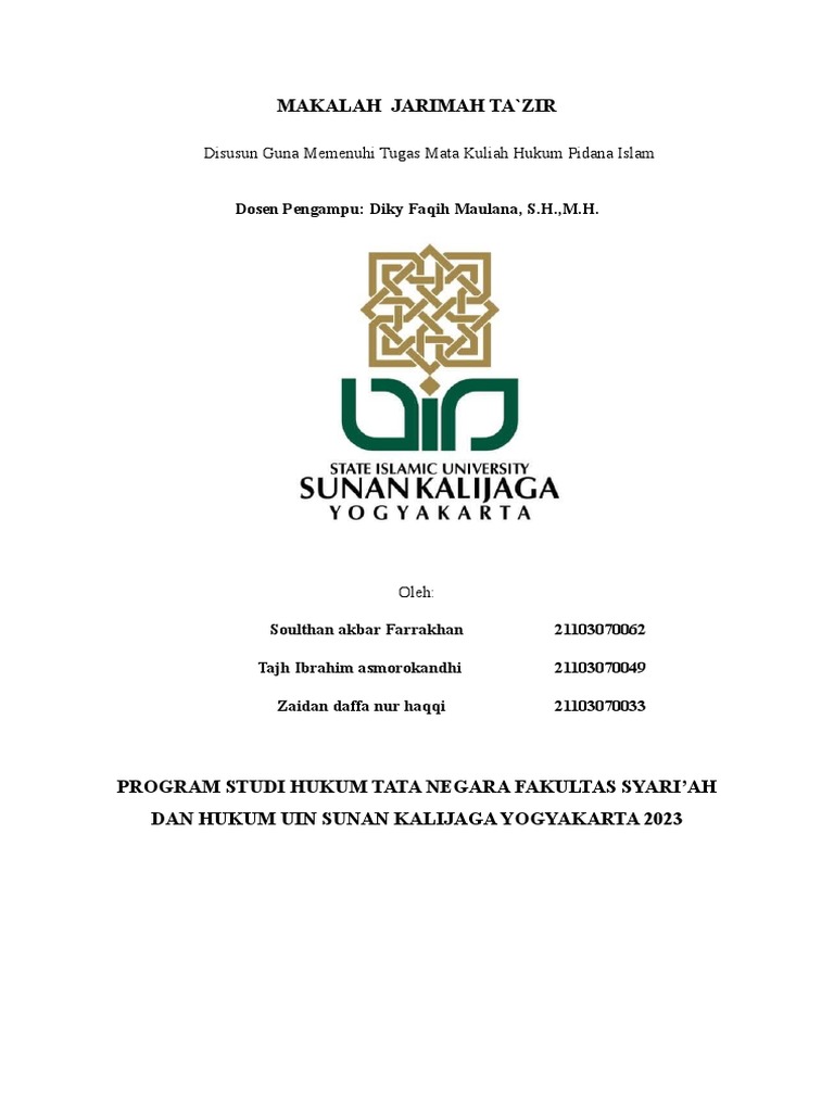 MAKALAH JARIMAH TA'zir | PDF