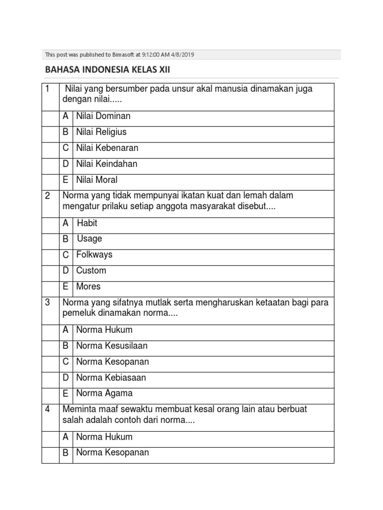 Template PHB Sosiologi X | PDF