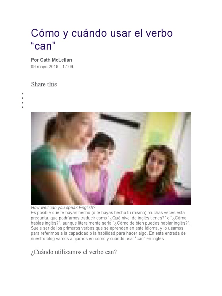Cómo y Cuándo Usar El Verbo Can Archivo | PDF
