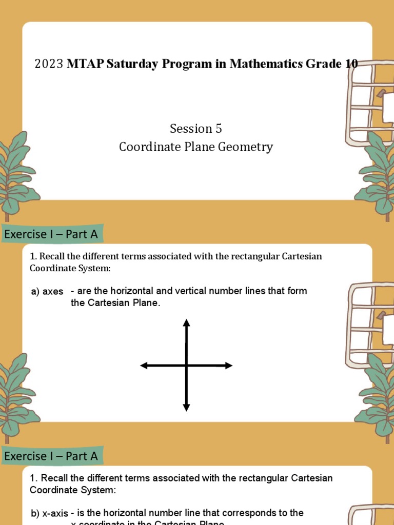 Grade 10 Session 5 Coordinate Plane Geometry 1 Pdf Cartesian