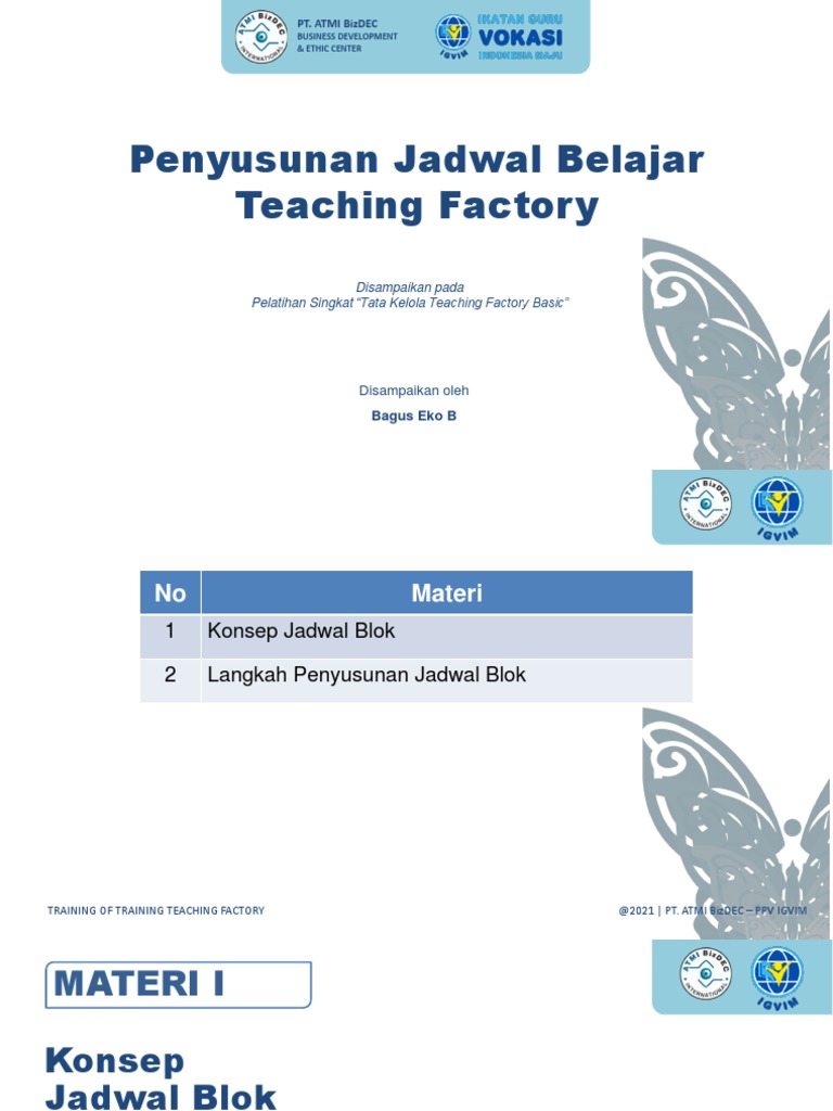 Pelatihan TEFA - Presentasi Materi Training - Jadwal Blok | PDF