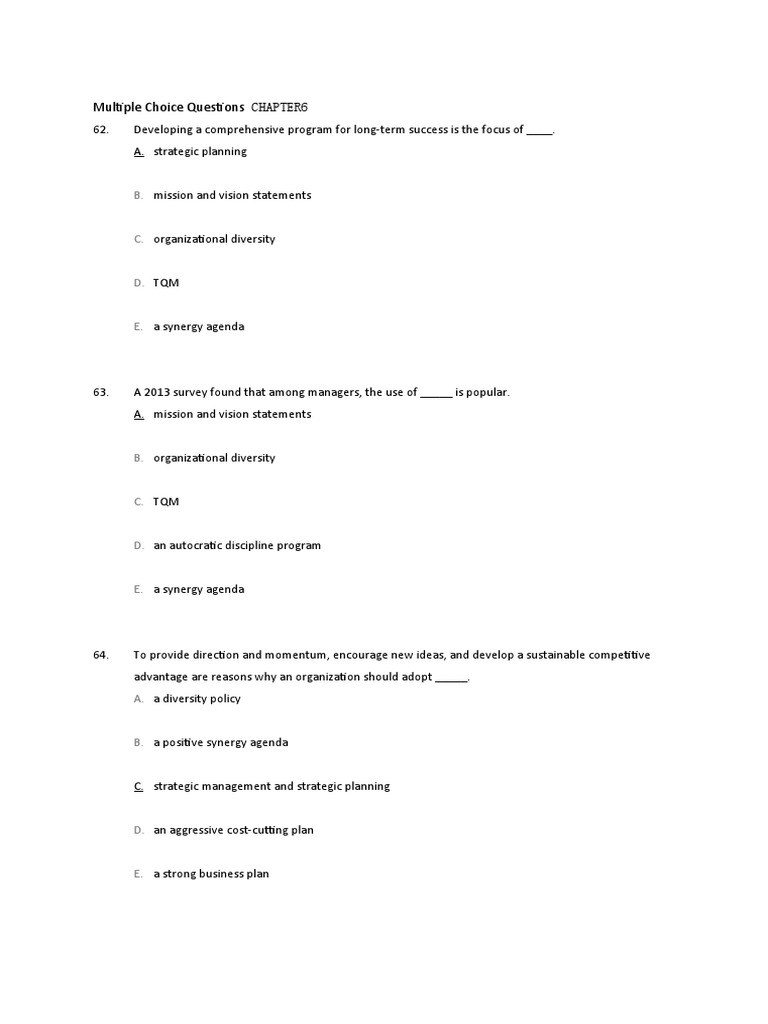 Chapter 6 Multiple Choice Questions | PDF