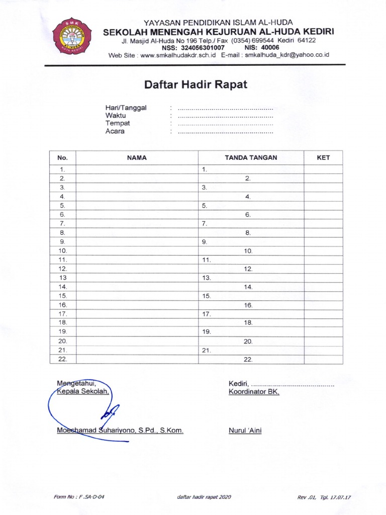 Daftar Hadir Rapat 4 | PDF