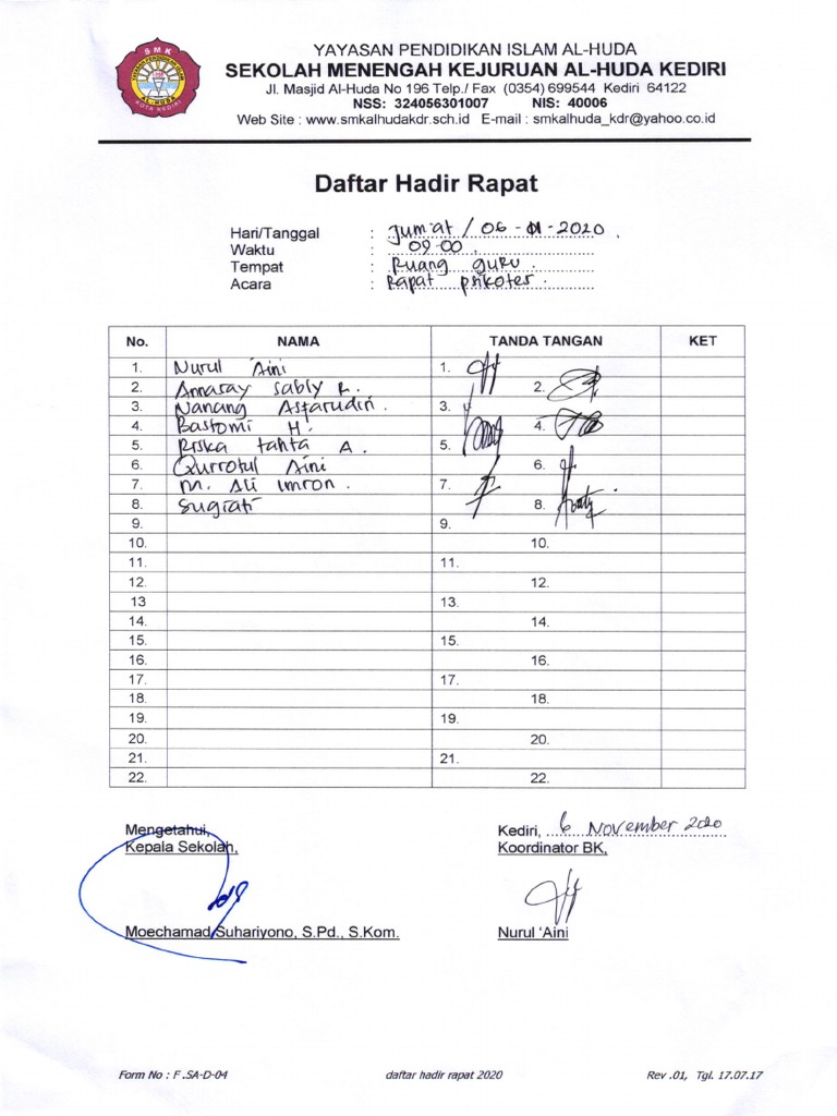 Daftar Hadir Rapat 3 | PDF