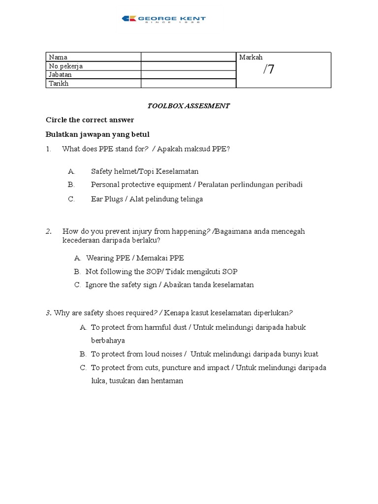 George Kent PPE Assessment | PDF