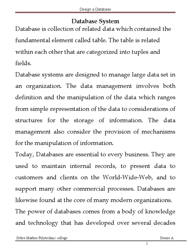 Design A Database | PDF | Databases | Relational Database