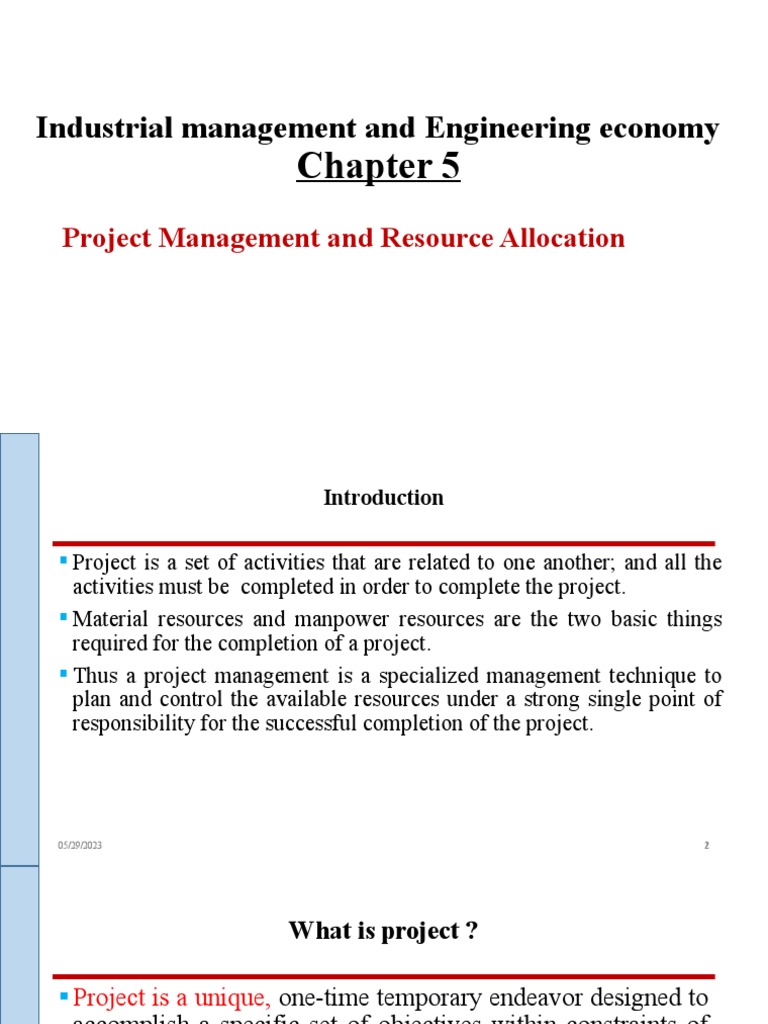 Ch 5 Project Management And Resource Allocation Pdf Project Management Applied Mathematics