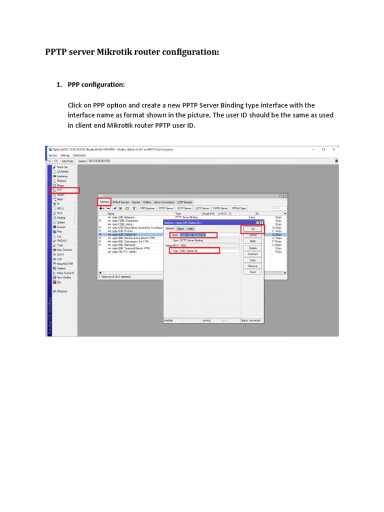 PPTP Server Mikrotik Router Configuration | PDF
