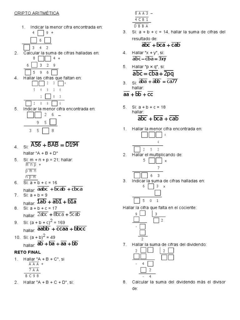 Cripto Aritmética | PDF