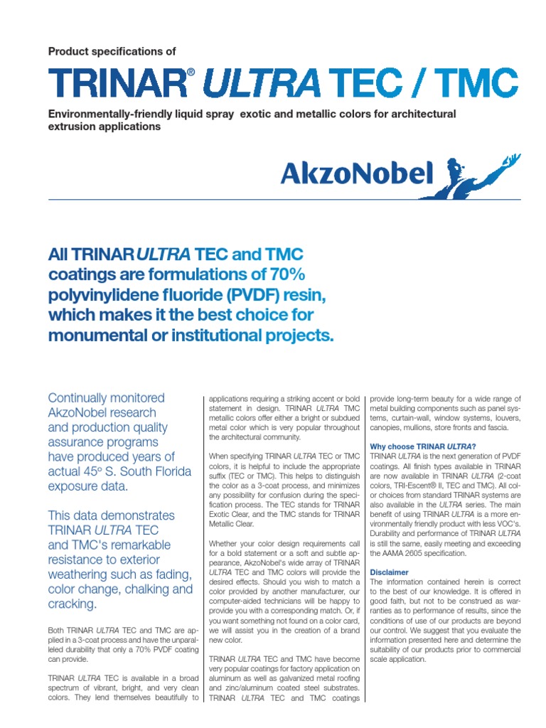 AkzoNobel - TRINAR - ULTRA - TEC - TMC - Specs | PDF | Materials | Physical Sciences