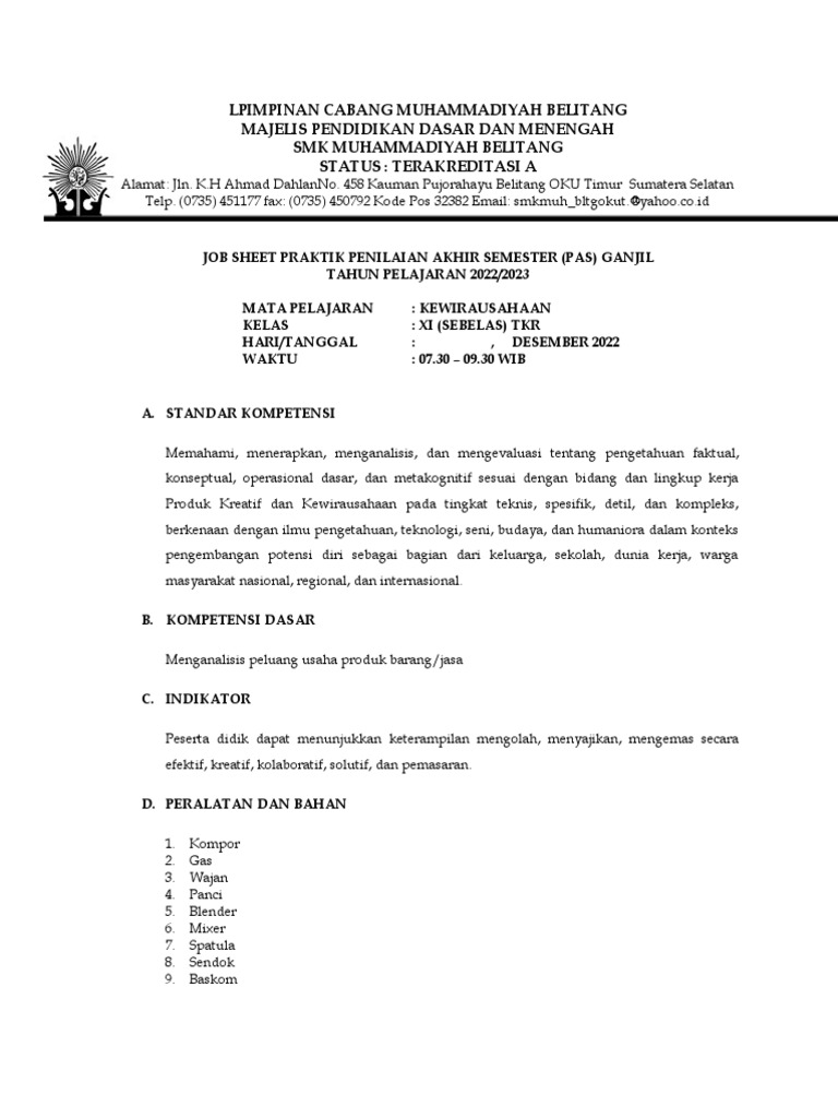 Jobsheet KWU-11 SMK 2022 | PDF