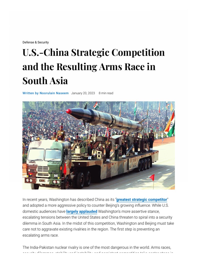 Us China Strategic Arms Race Pdf Pakistan China