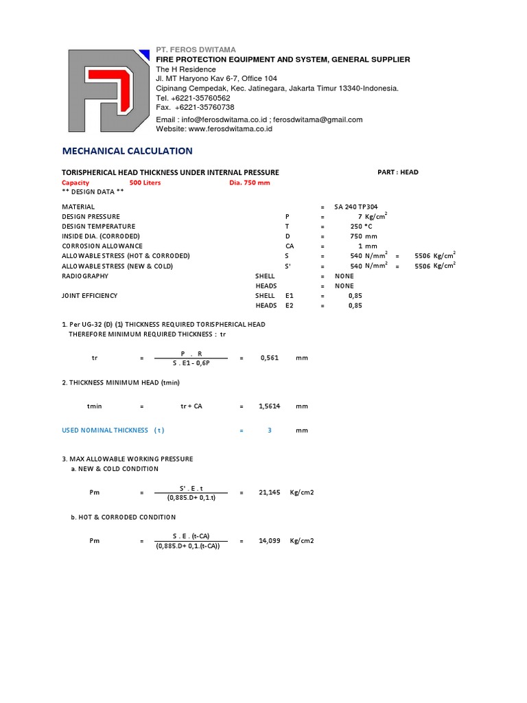 Design Calculation | PDF | Corrosion | Chemistry