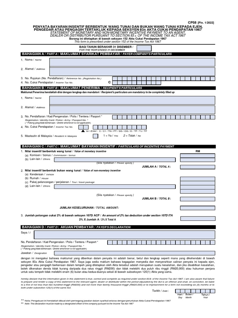 Borang CP58 Pin 012022 1.123 | PDF