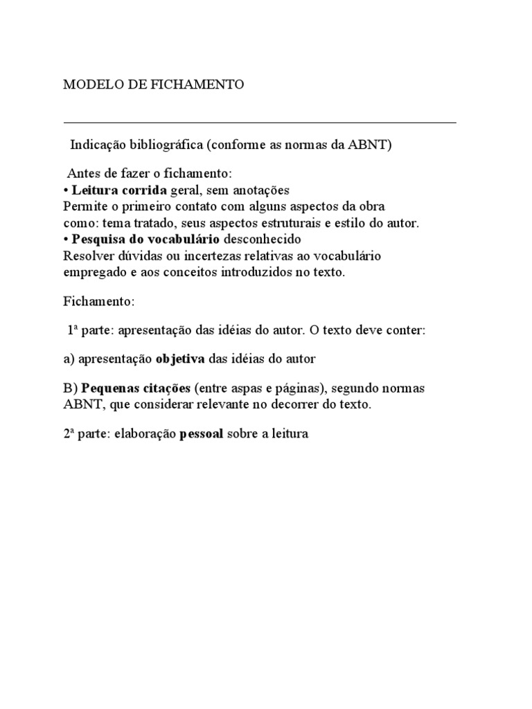 Modelo de Fichamento | PDF